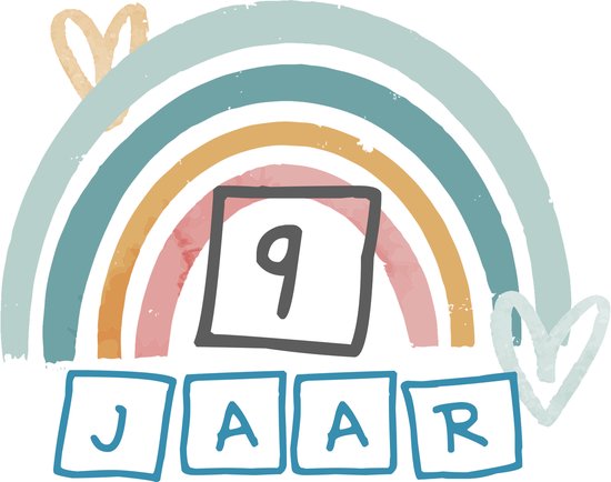32x 9 JAAR - Baby Peuter Kinder Verjaardag Stickers - Leuk Regenboog ...