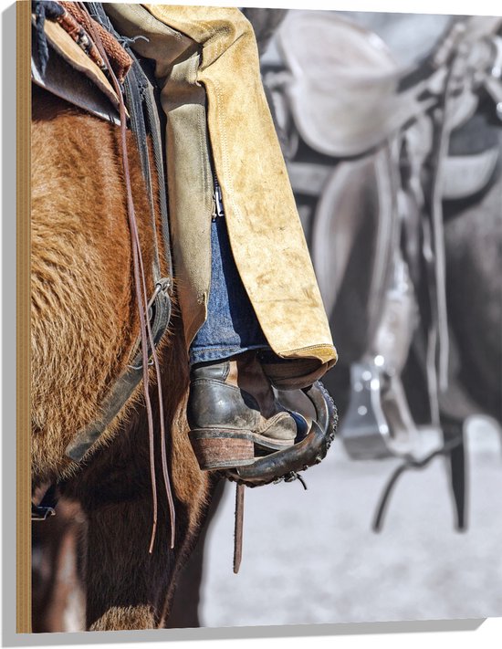 WallClassics - Hout - Western Ruiter - 60x80 cm - 9 mm dik - Foto op ...