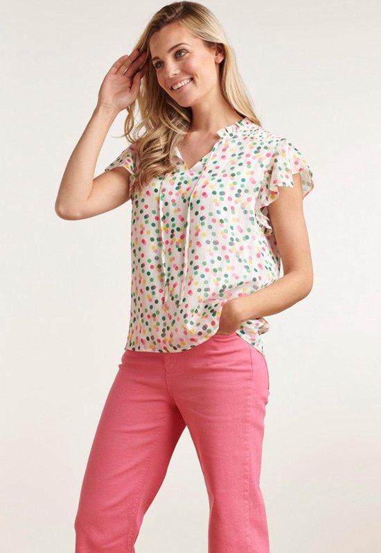 Smashed Lemon - Women's Stylish Floral Print Short Sleeve Top - white ...