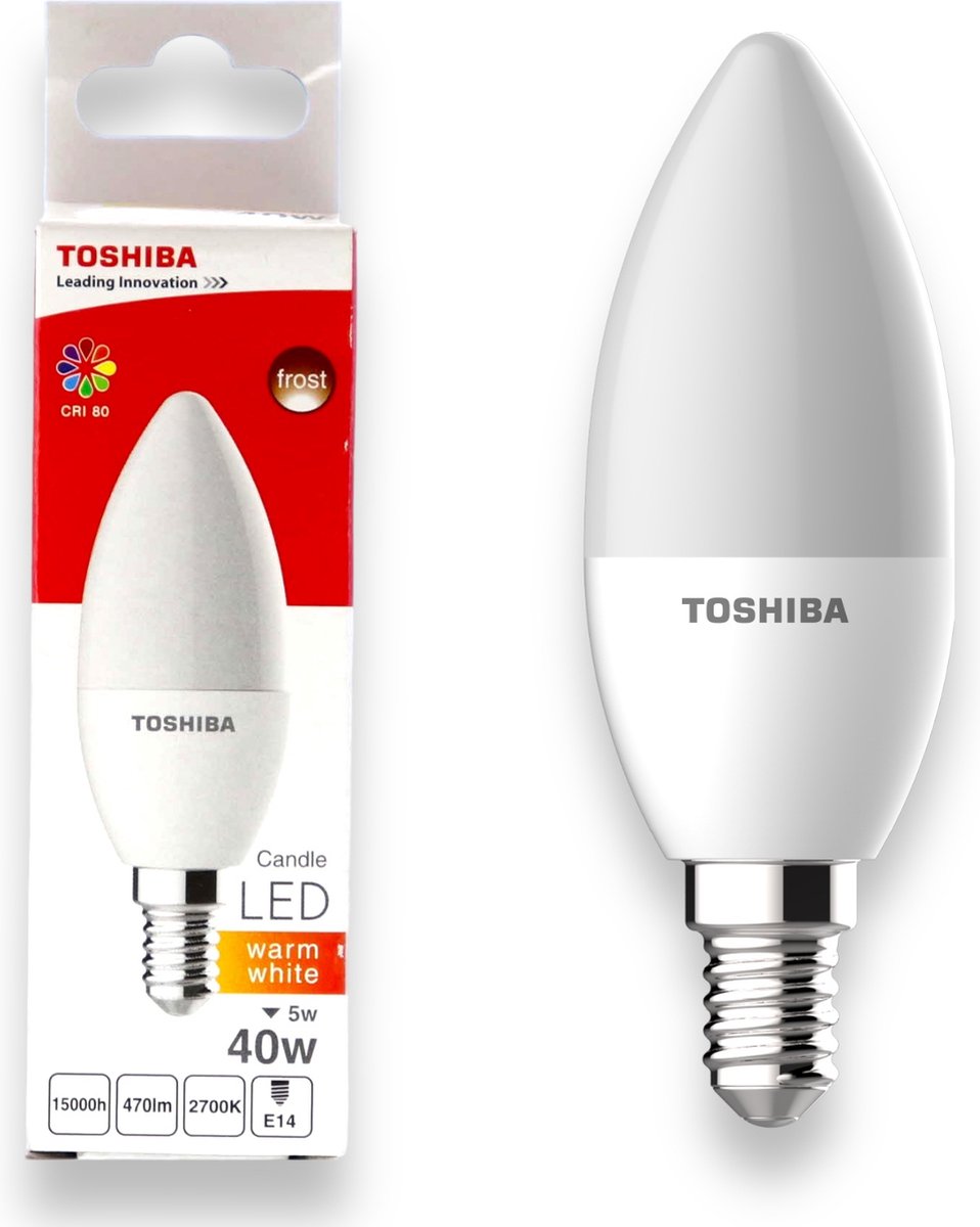 Toshiba 5W, (40W), E14, 470 lm, 15000 uur, Warm wit | bol.com