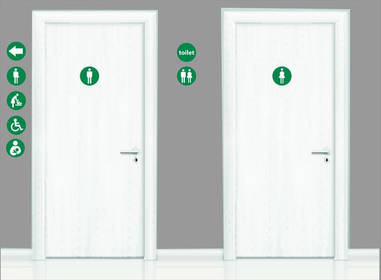 Tekst sticker TOILET set 2 stickers groen | bol