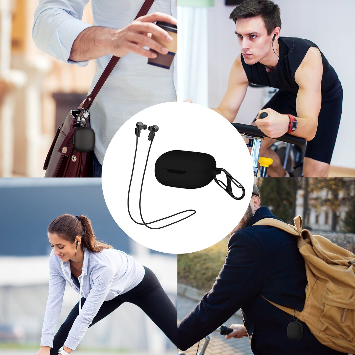 kwmobile set case & koord voor oordopjes - Compatibel met JBL LIVE Pro ...