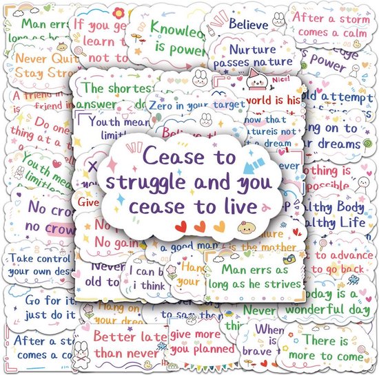 50 stuks stickers Engelse teksten 5.5 - 8.5 cm | bol