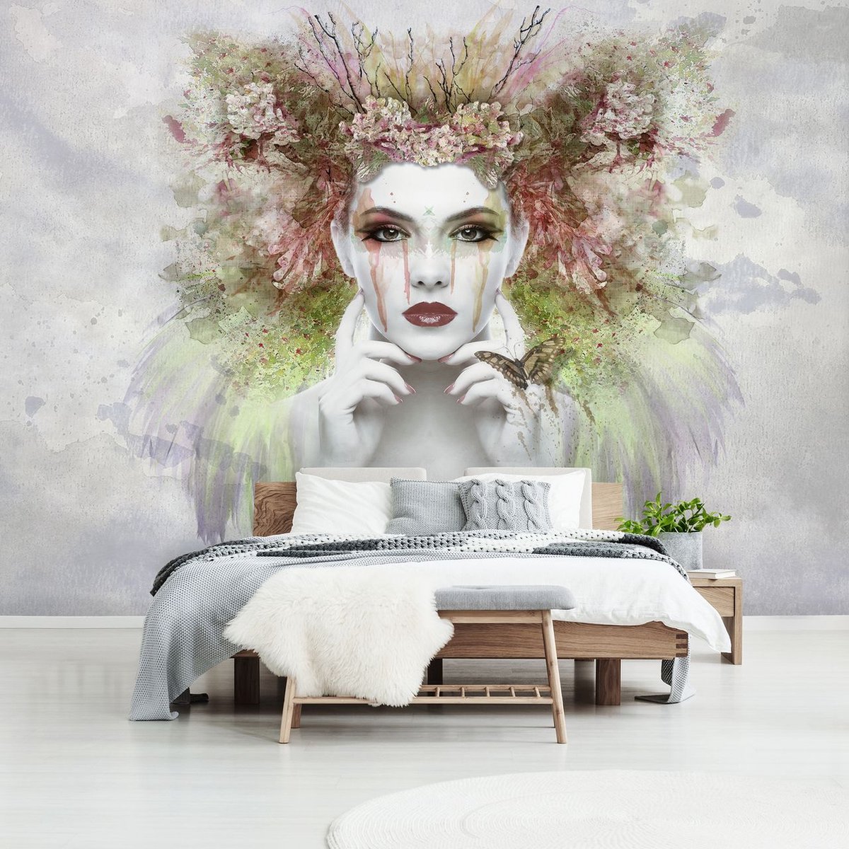 Fotobehang - Vlies Behang - Gezicht van een Vrouw - Kunst - 254 x 184 cm | bol.com