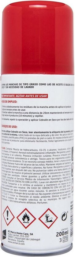 Cebralin Cebralin Quitamanchas En Seco Spray 200 Ml | bol.com