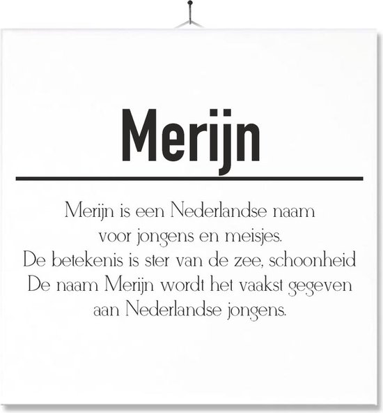 Tegel Met Opdruk | Betekenis | Kado | Cadeau | Met Naam - Merijn | bol.com