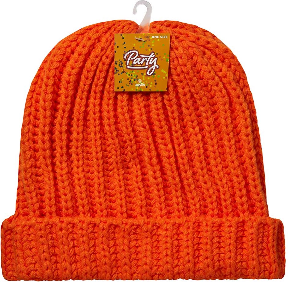 Feestmuts gebreid | Warme feestmuts | Fluor oranje | one size ...