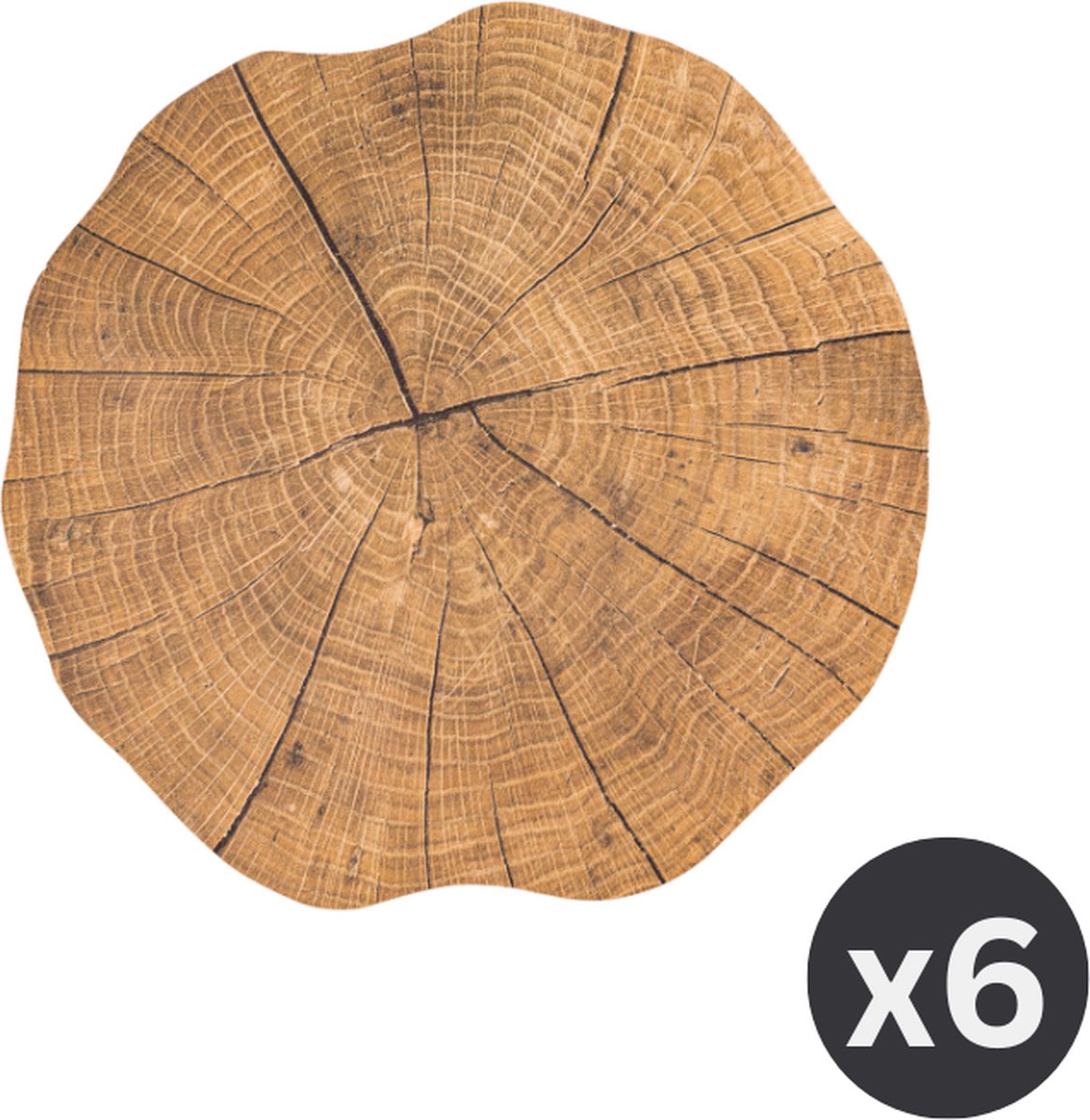 Placemat TOGO TREE TRUNK, SET/6, dia 38cm, wood | bol