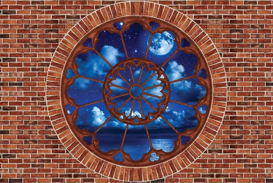 Fotobehang - Vlies Behang - 3D Uitzicht op de Sterren en de Maan door ...