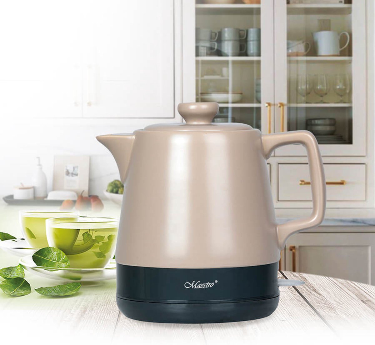 Maestro - Keramische waterkoker 1l - 1000W - Beige | bol.com