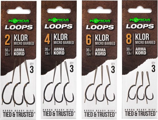 Korda Loop Rigs Klor - Barbless - Haakmaat 6 - 30lb - Onderlijn | bol