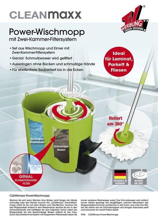 Clean Maxx Dweilset met filtersysteem, groen | bol.com
