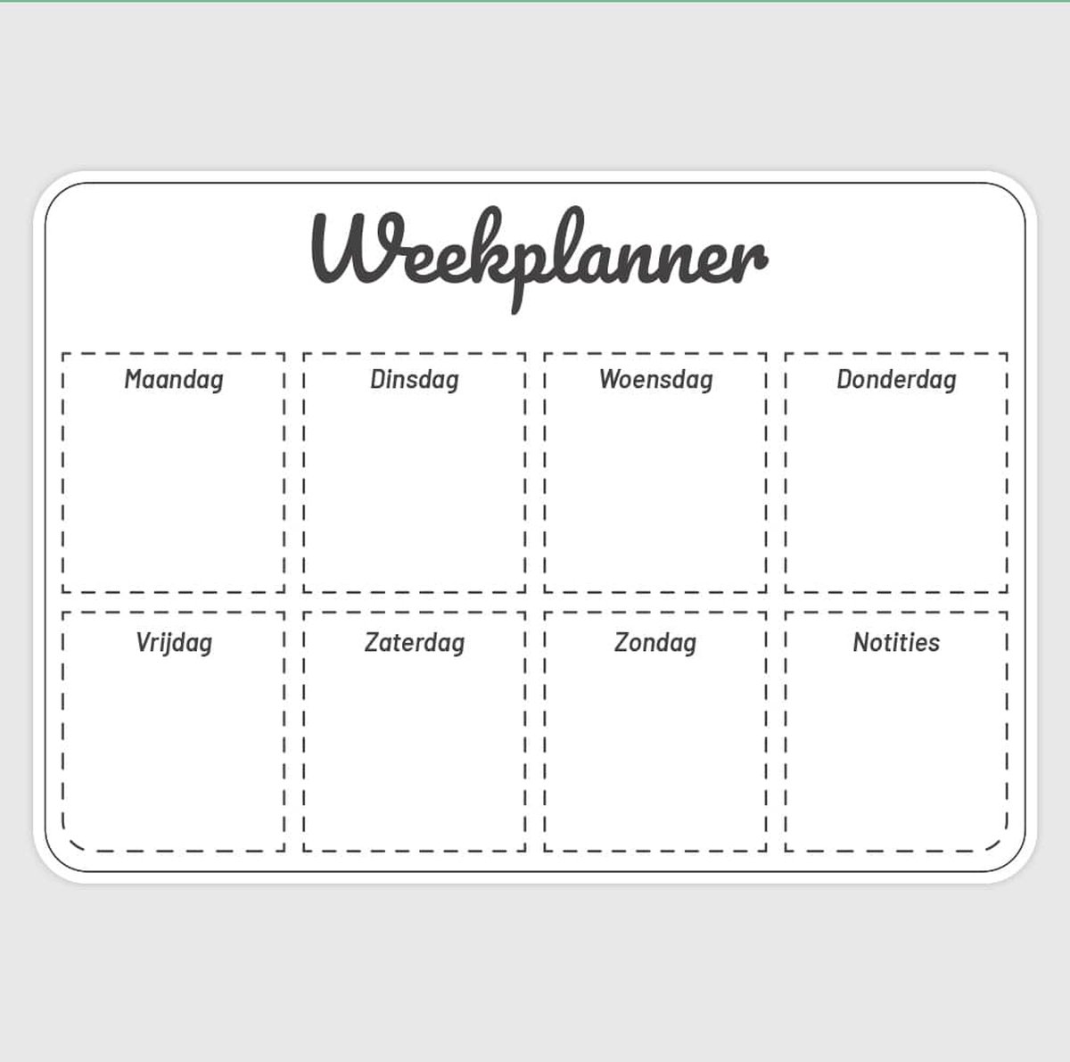 Whiteboard Weekplanner sticker A4 formaat - Whiteboard folie ...