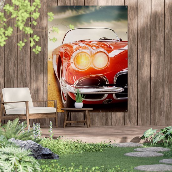 Gards Tuinposter Oude Rode Auto - Retro - 120x160 cm - Tuindoek ...