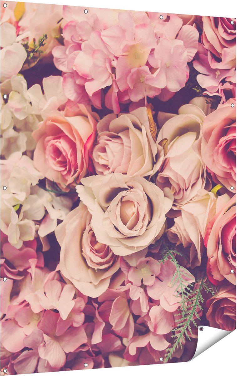 Gards Affiche de jardin Fond Roses Roses - Rétro - Fleurs - 120x160 cm ...