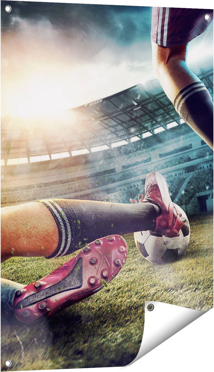 Gards Tuinposter Voetbal Sliding in het Stadion - 60x90 cm - Tuindoek - Tuindecoratie... | bol.com