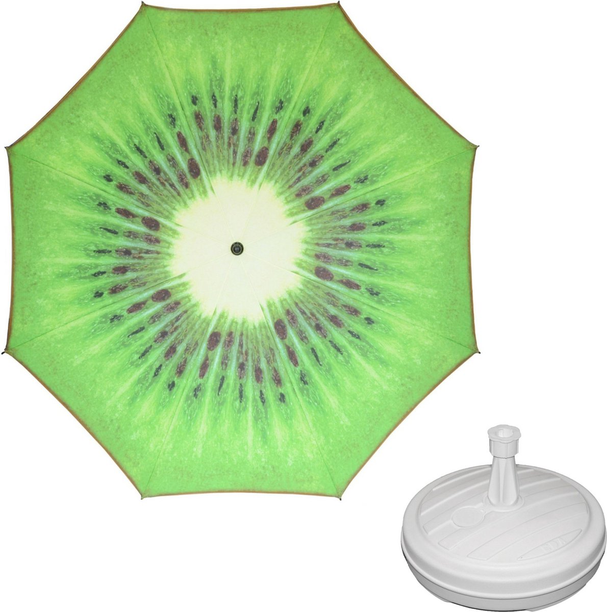Parasol - Kiwi fruit - D160 cm - incl. draagtas - parasolvoet - 42 cm | bol