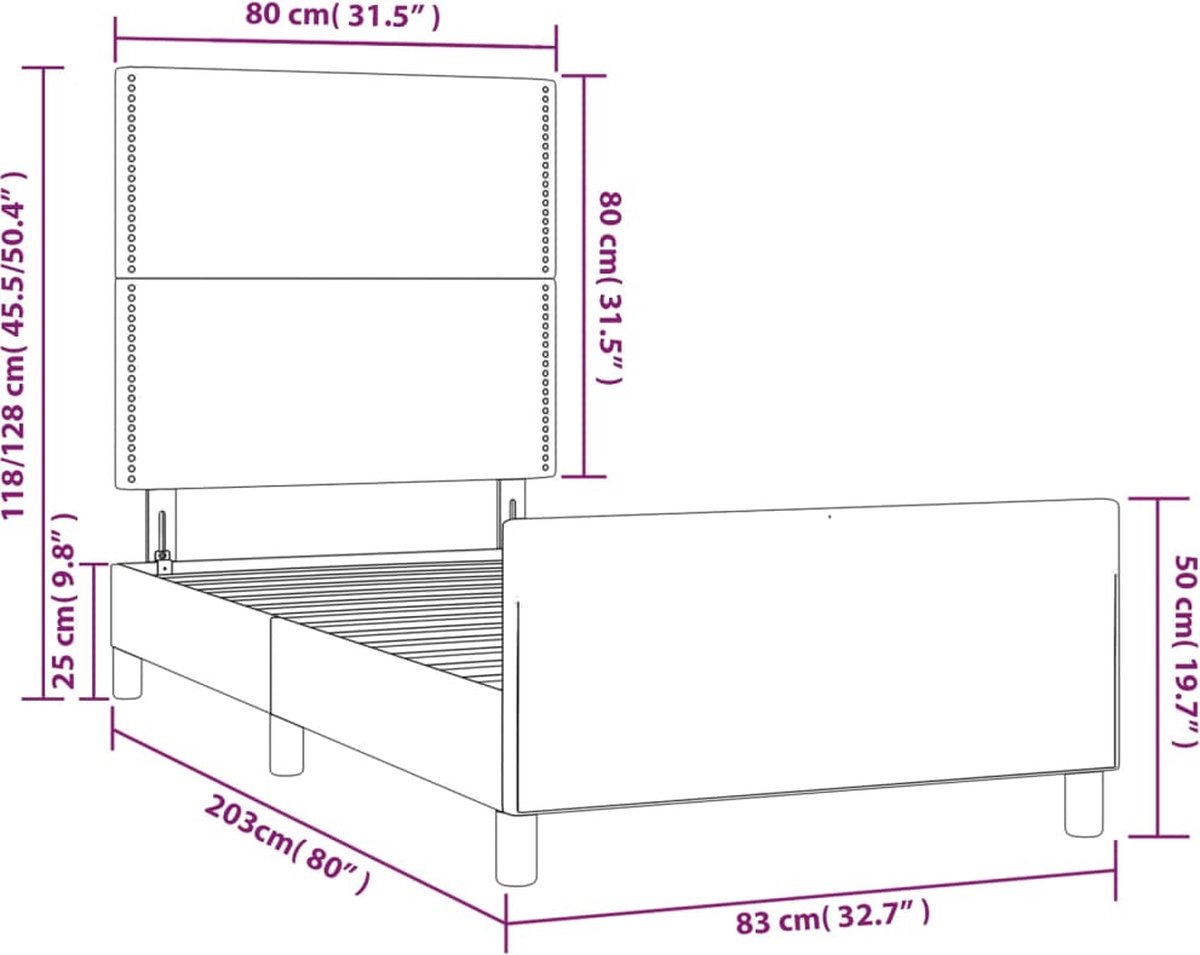 vidaXL-Bedframe-met-hoofdbord-stof-zwart-80x200-cm | bol