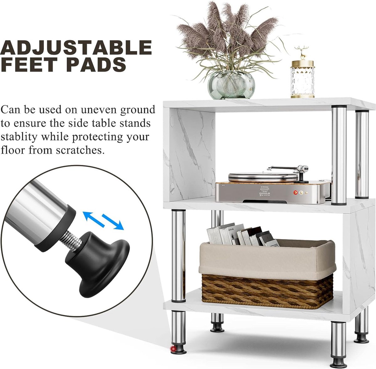 Table d'appoint, Table de chevet, en forme de S, Stratifié en marbre ...