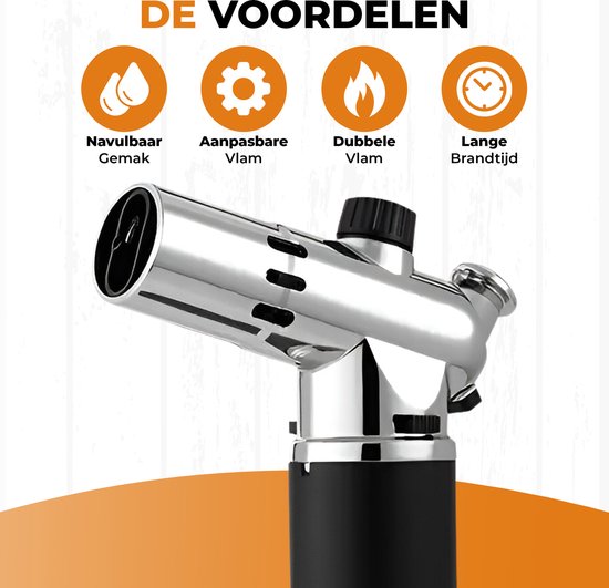 YE Professionele Gasbrander - Crème Brûlée Brander - Butaan - Navulbaar ...