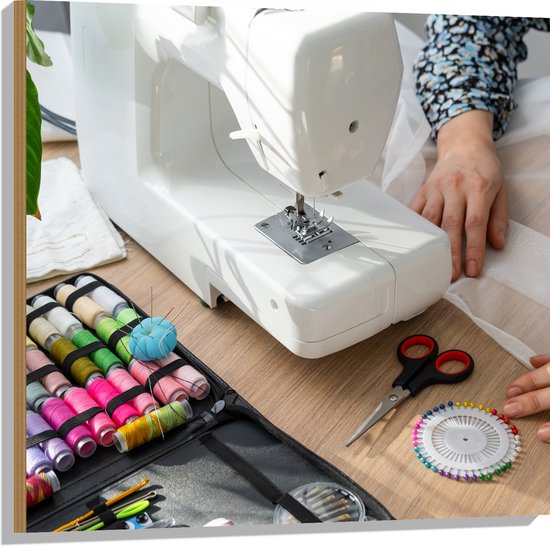 Hout - Vrouw - Hobby - Naaien - Naaimachine - Draad - Kleuren - 80x80 ...