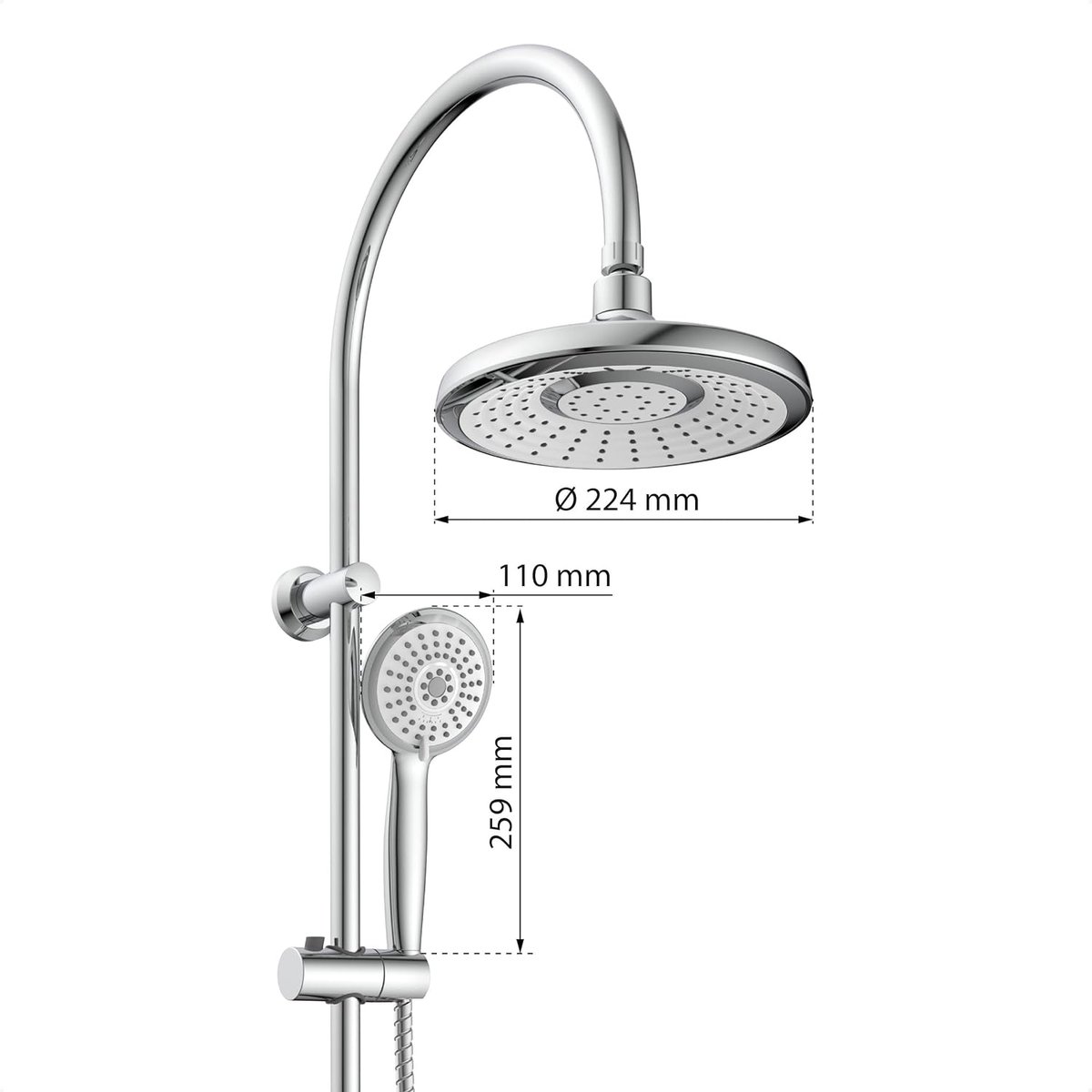 Set de douche à effet pluie d'été, set de douche avec douche à effet ...