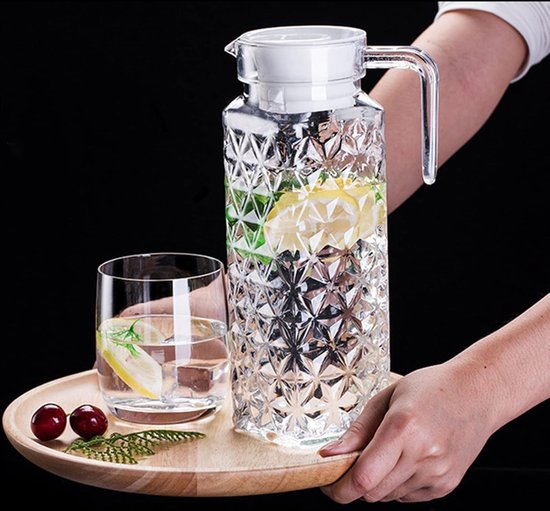 Pack of 2 Acrylic Jugs, 1.1 L Clear Plastic Jug with Removable Cover ...
