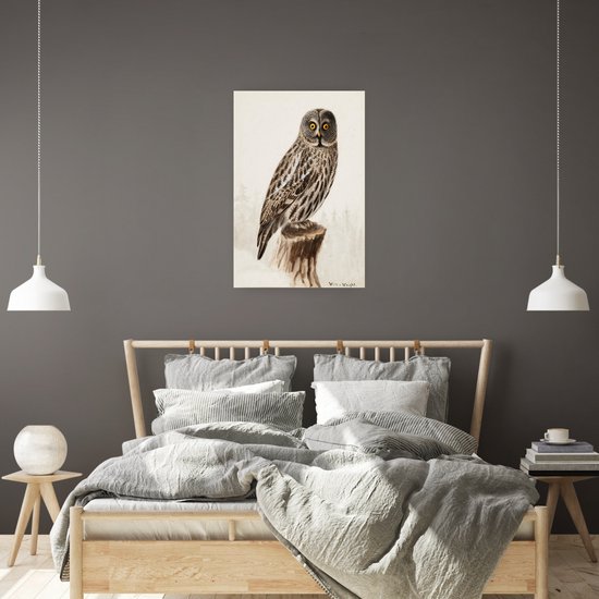 Grote grijze uil 80x120 cm - Wilhelm von Wright - Poster - Poster uil ...
