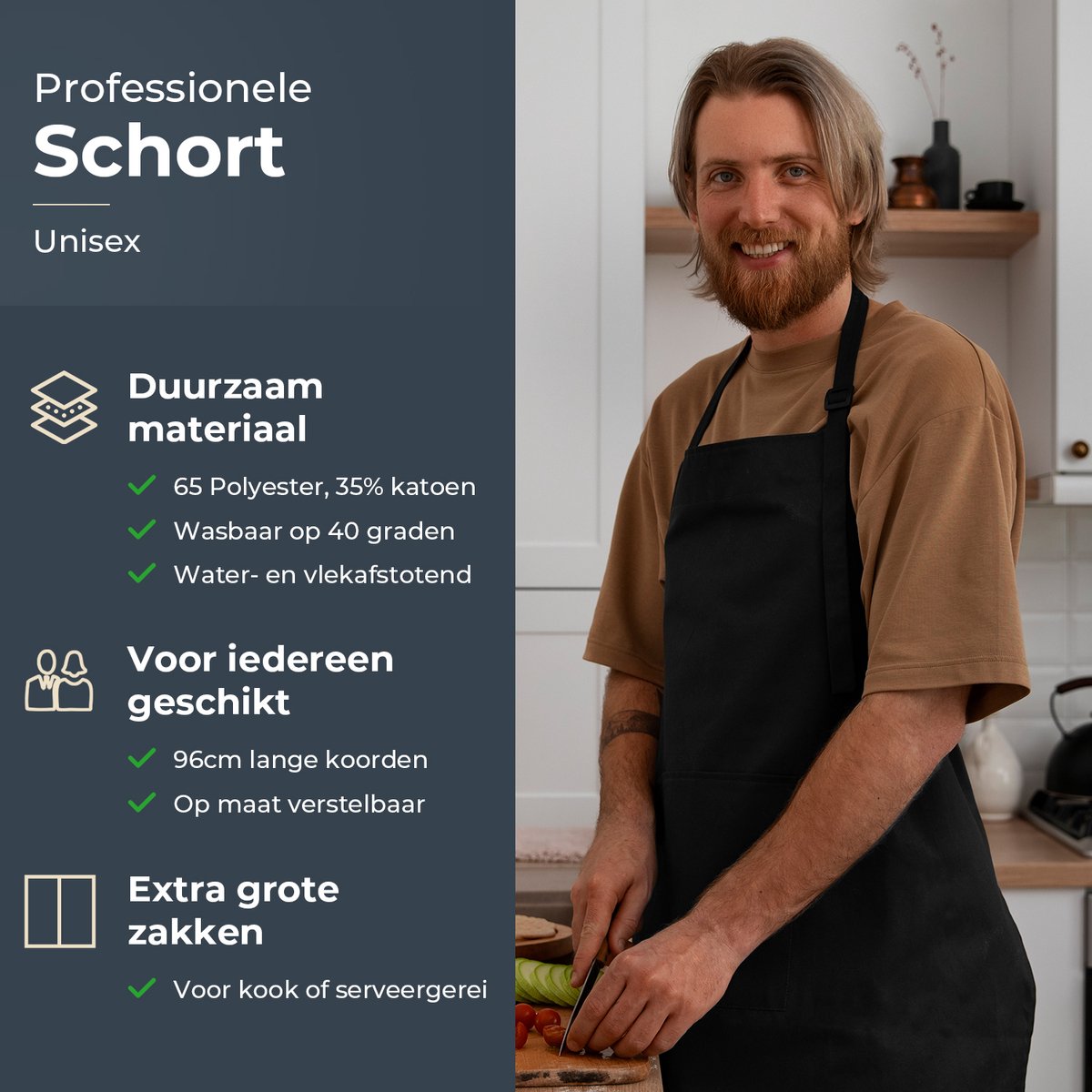 Gandria Keukenschort - Professioneel Kookschort - Schort voor Dames en ...
