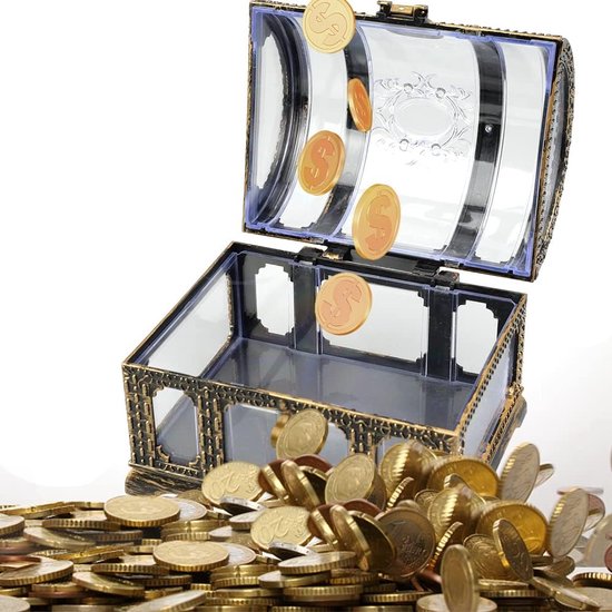 Small Treasure Chest with Lock, Transparent Antique Pirate Treasure ...