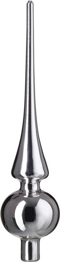 Decoris Kerstboom piek - 1x - zilver - 26 cm - glas - glans - kerstpiek ...