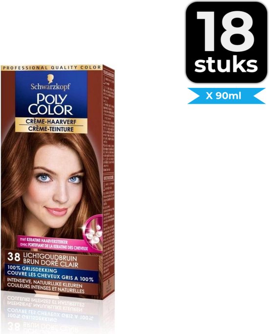 Schwarzkopf Poly Color Creme Haarverf 38 Licht Goudbruin - 1 stuk ...