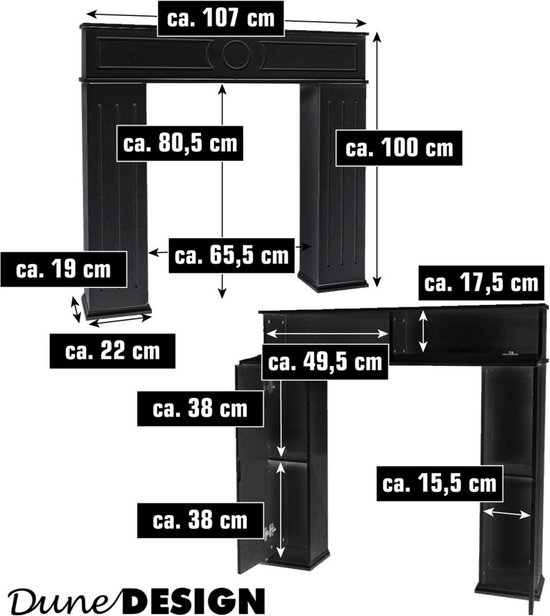 Openhaardconsole met Schap - 107x100 Valse Open Haard - Openhaard ...