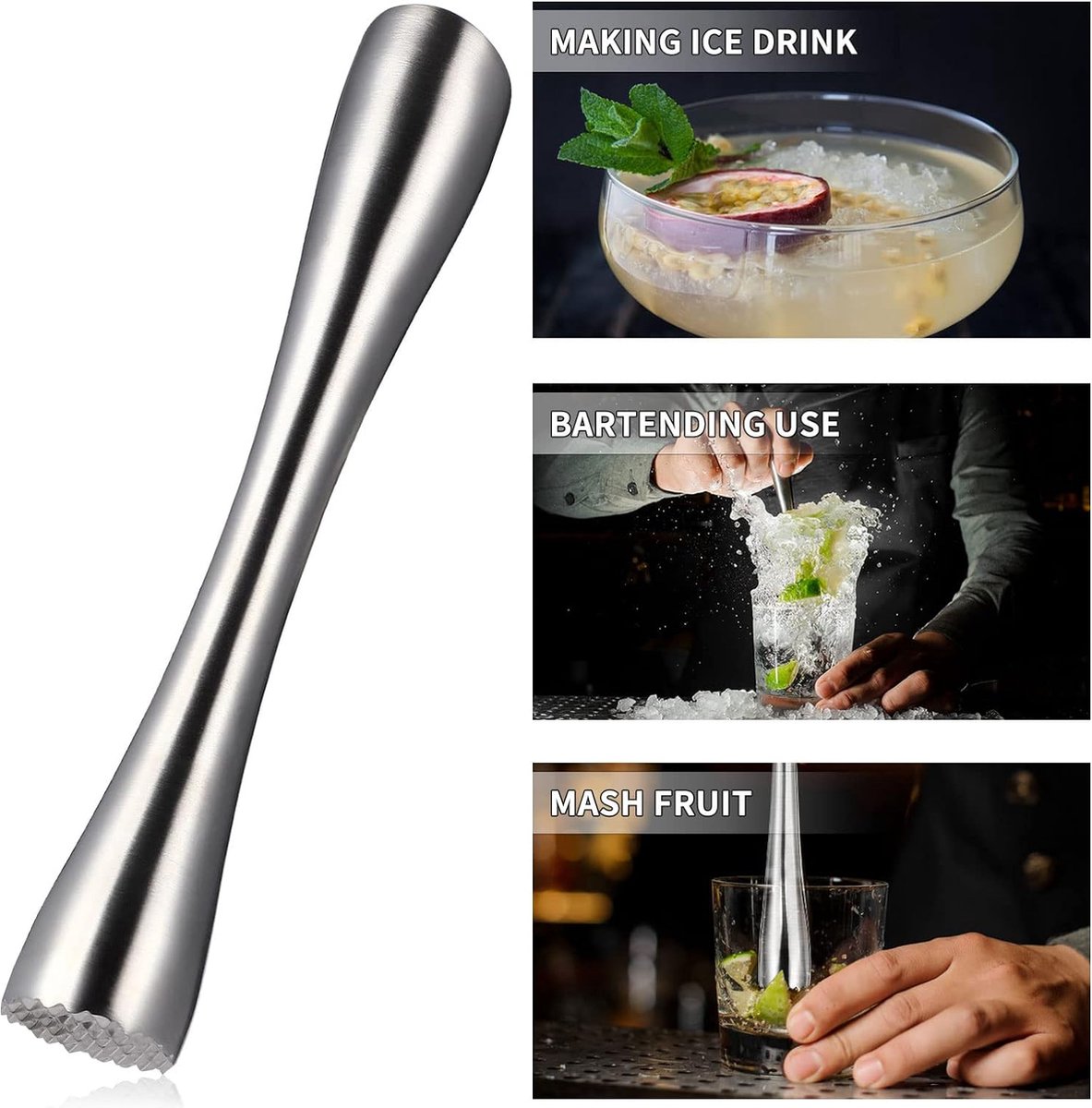 Cocktailstamper van roestvrij staal, ijsversnipperaar, citroenen ...