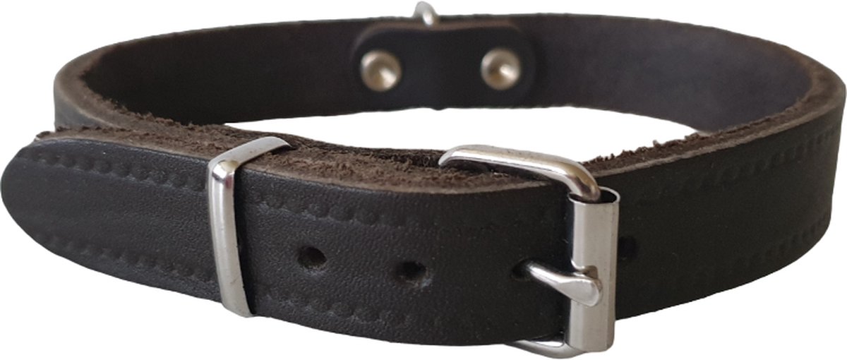 Nobby Design Hondenhalsband - Echt leder - Donkerbruin - Breedte: 18 mm ...