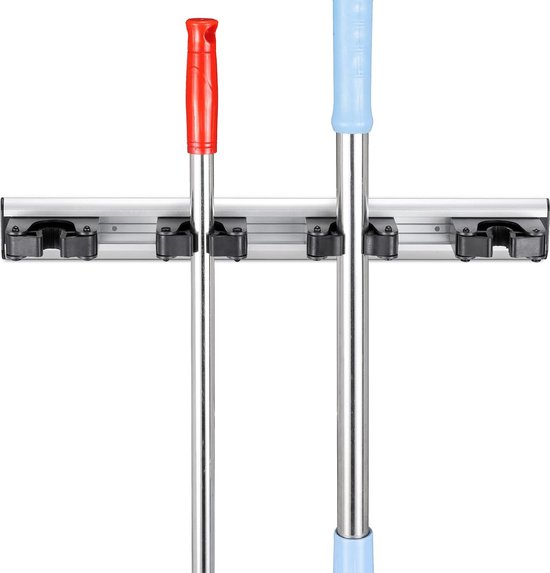 ophangsysteem voor bezem en dweil - Aluminium steelklemmen - Houder ...