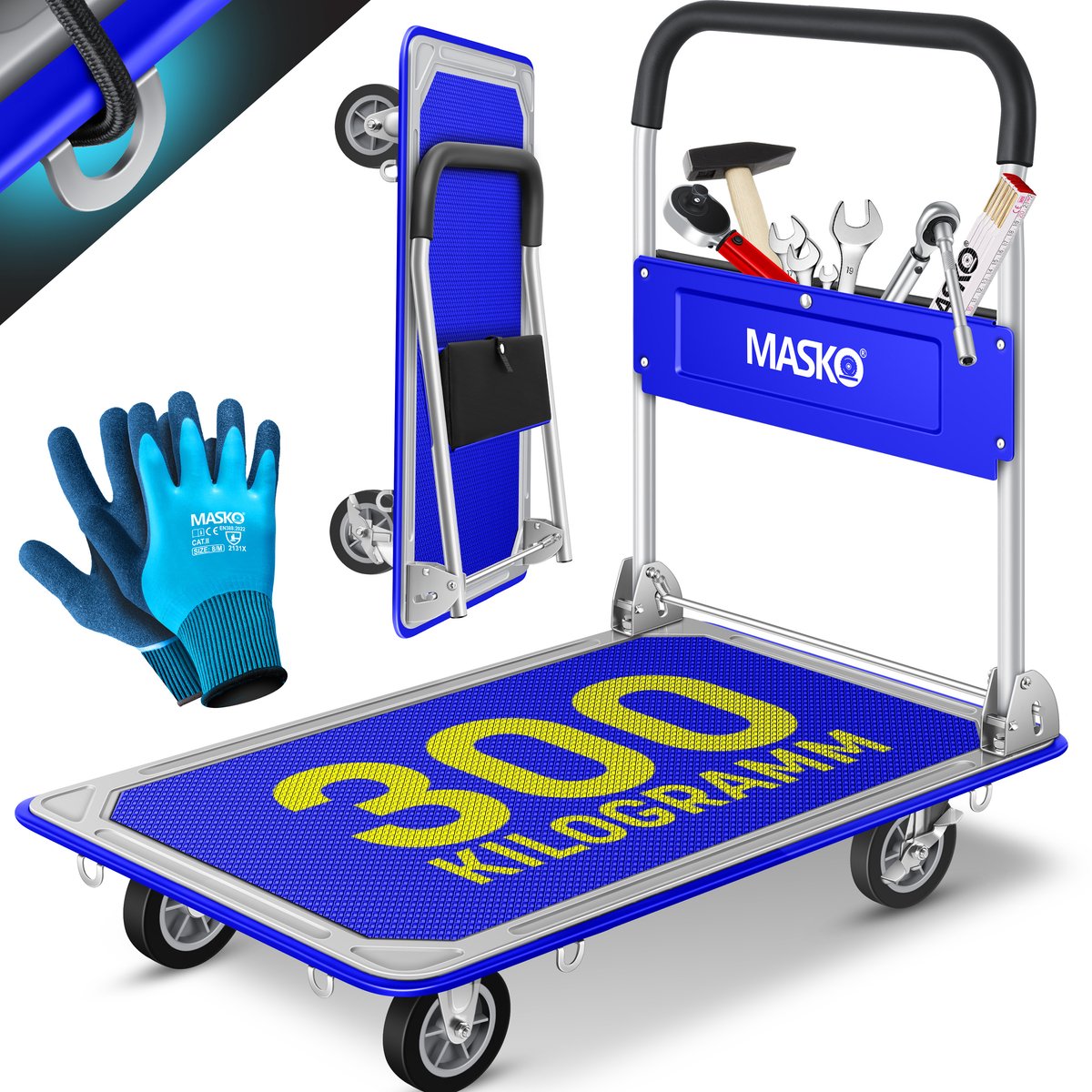 MASKO® Plateauwagen inklapbaar 300 kg laadvermogen Transportkar ...