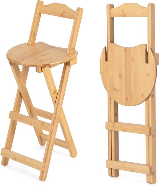 Set van 2 barkrukken, barstoelen van bamboe met rugleuning ...