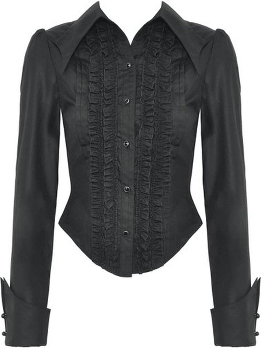 Dark in Love - Gothic black ruffle Blouse - XL - Zwart | bol.