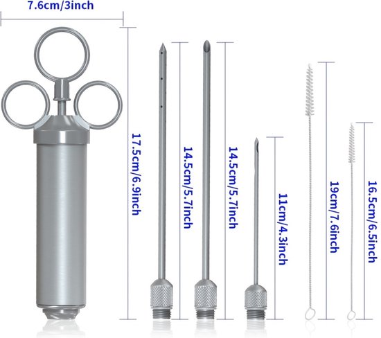 Bbq Injectiespuit - Vlees Spuit - Marinade Spuit - Marinade Injector ...