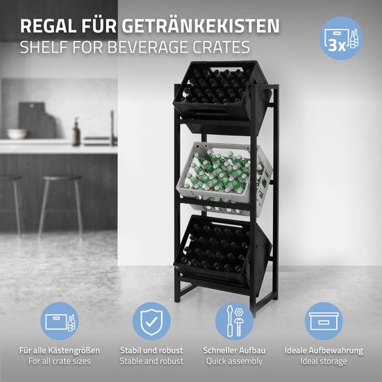 Drankenkrattenrek Drankenrek 3 kratten 47 x 31 x 116,5 cm antraciet ...
