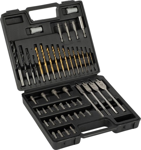 HYUNDAI bits- en boren 50-delig - hout, steen of metaal - hittebestending - titanium... | bol