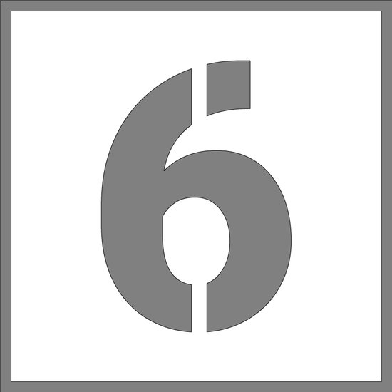 Spuitsjabloon cijfer 6 - dibond 200 x 200 mm | bol.com