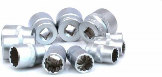 Doppenset - Engelse maten - 3/8'' aansl. - op rail - 12 kant doppen ...