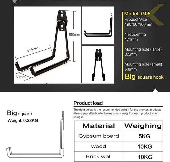 Staal Garage Opslag Utility Haken, Heavy Duty Wall Mount Duurzame ...