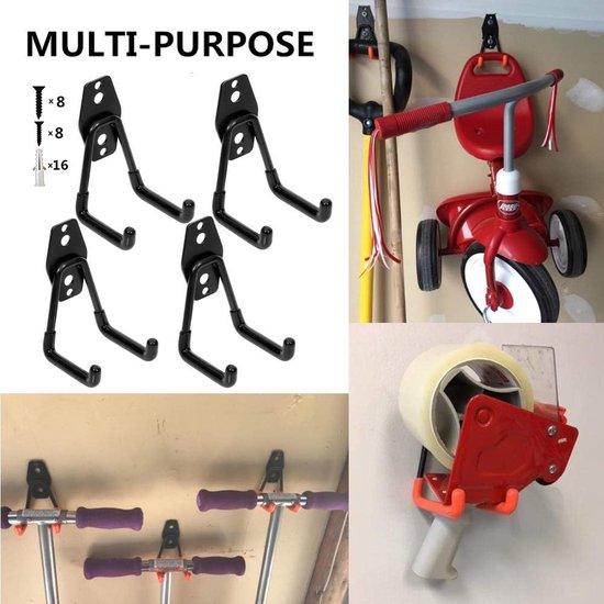 Garage opslag Utility dubbele haken, zware muur mount organizer tool ...