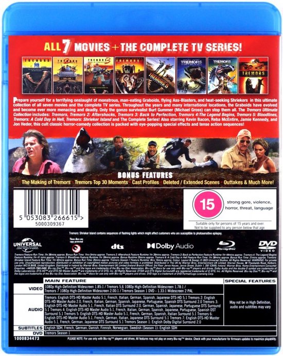 Tremors Complete Movie Collection - 7 Films + TV Serie - 7xBlu-Ray ...
