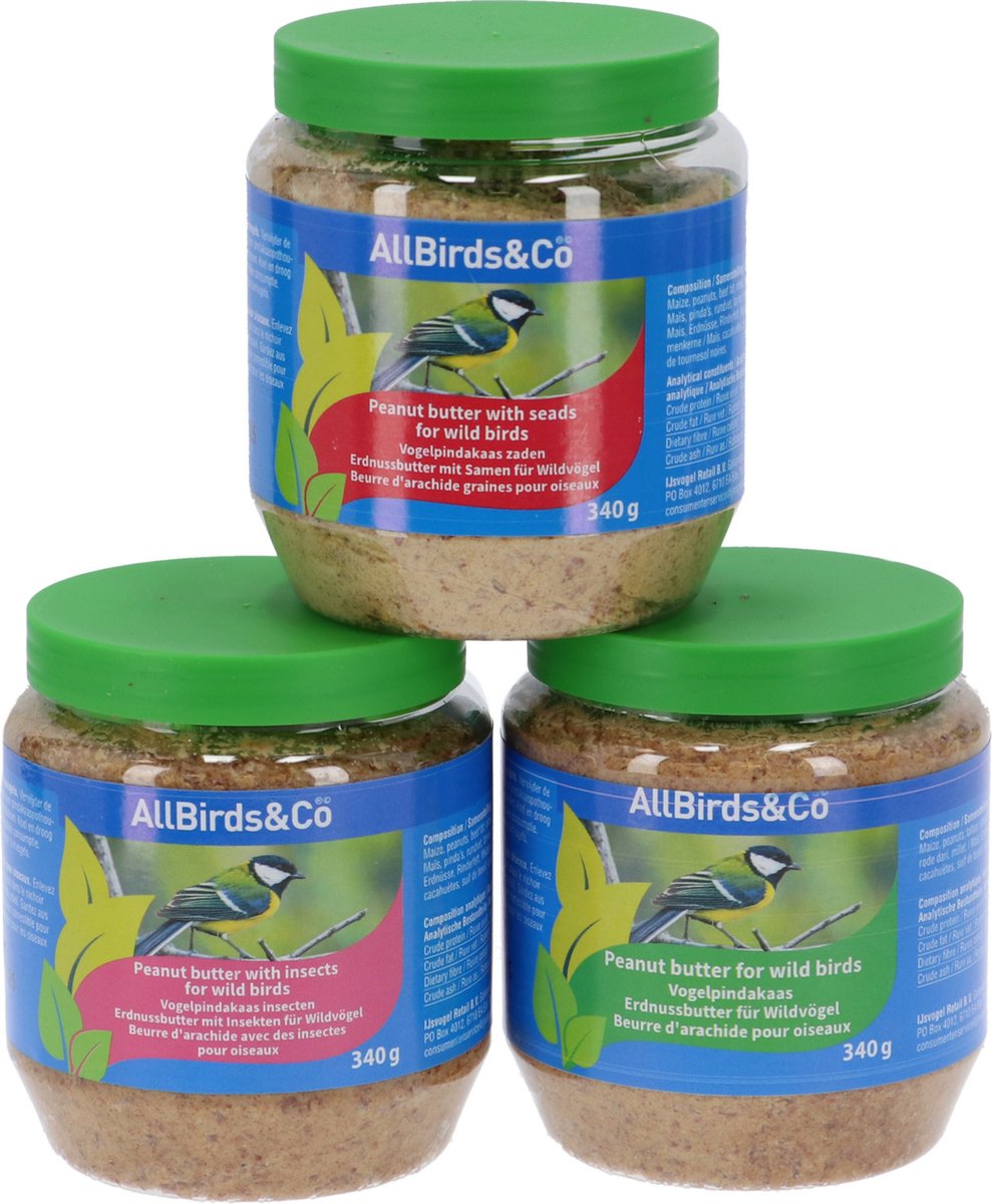 Allbirds&Co Mixdoos Pindakaas - Buitenvogelvoer - 12 stuks | bol.