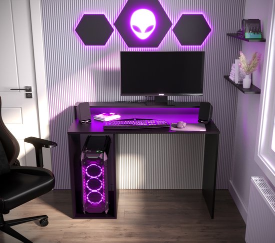 Game Bureau Gaming Desk met LED Verlichting Tafel Computer Bureau ...