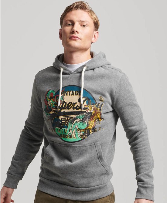 Superdry Japanese Vintage Logo Graphic Capuchon Grijs L Man | bol